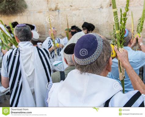 Celebrating Sukkot At The Western Wall Close Up Editorial Stock Image