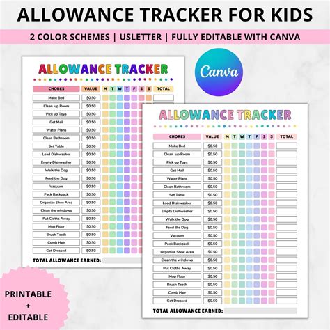 Allowance Chore Chart Template