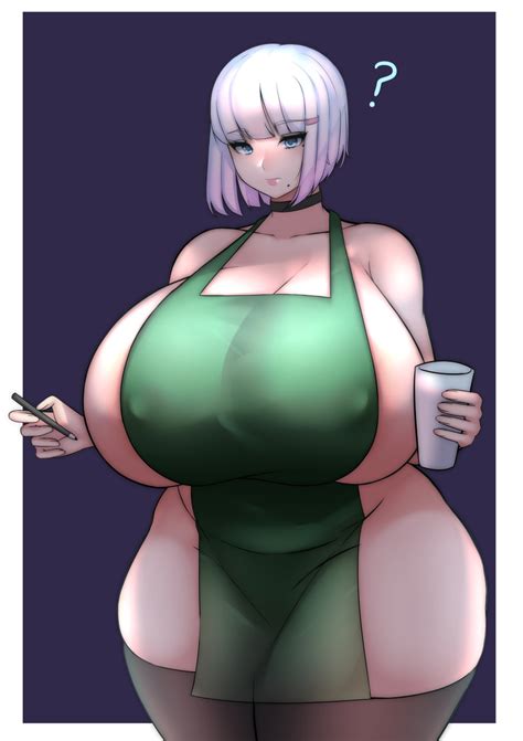 Rule 34 Apron Apron Only Confused Giant Breasts Huge Breasts Hyper Breasts Iced Latte With