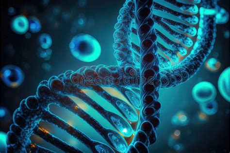 Estructura De Adn Humano Con Ai Helixgenerativo Azul Stock De