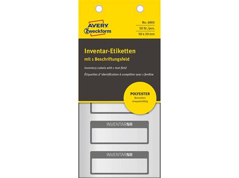 AVERY ZWECKFORM 6905 Inventar Etiketten 50 X 20 Mm 50 X 20 Mm 50
