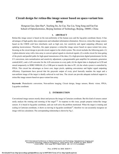 pdf circuit design for retina like image sensor based on space