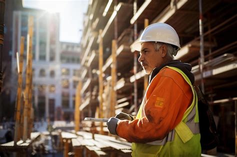 Architectural Inspector Looks At Construction Premium AI Generated Image