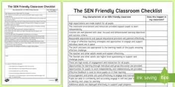 Sen Friendly Classroom Checklist Twinkl Primary Resources
