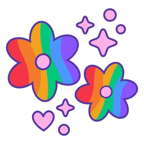 Rainbow Flowers Color Stroke Png And Svg Design For T Shirts