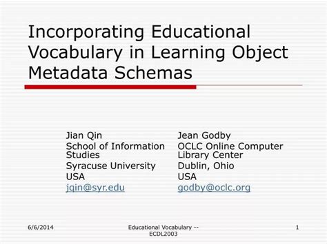Ppt Incorporating Educational Vocabulary In Learning Object Metadata