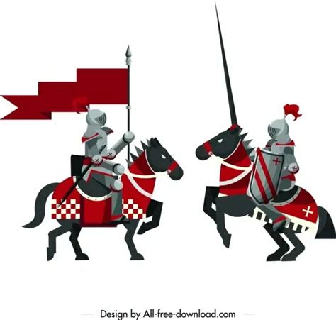 Ancient Royal Knights Icon Colored Classical Design Vectors Graphic Art Designs In Editable Ai