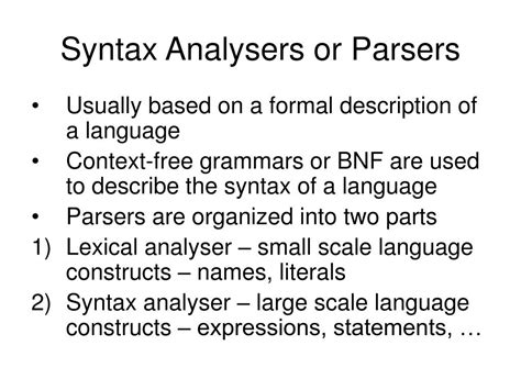 Ppt Lexical And Syntax Analysis Powerpoint Presentation Free Download Id3085563