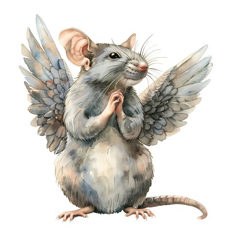 Car Sticker Rat Angel Watercolor Look Funny Animal Sticker Comic Rat