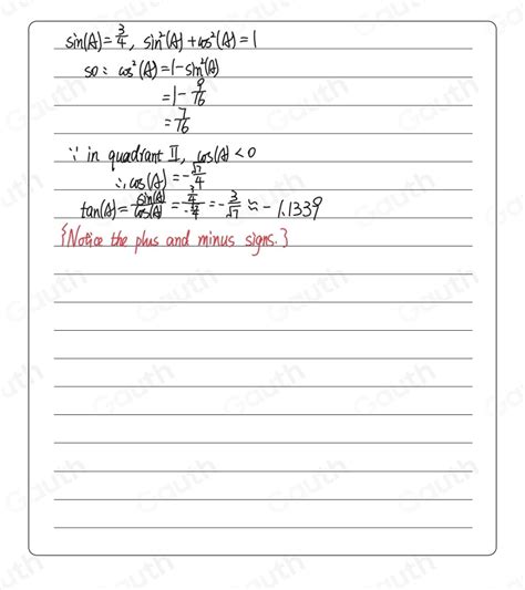 Solved 5 Suppose Sin A 3 4 Use The Trig Identity Sin 2 A Cos 2