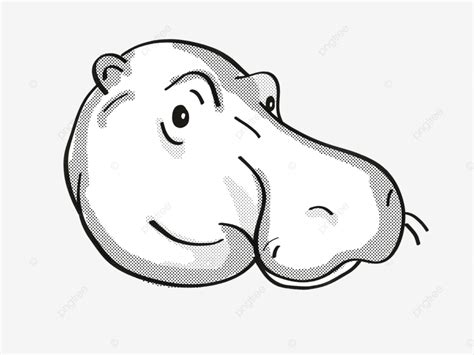 رسم خط أحادي للحياة البرية المهددة بالانقراض فرس النهر الشائع فرس النهر البرمائي مثل كلاسيكي