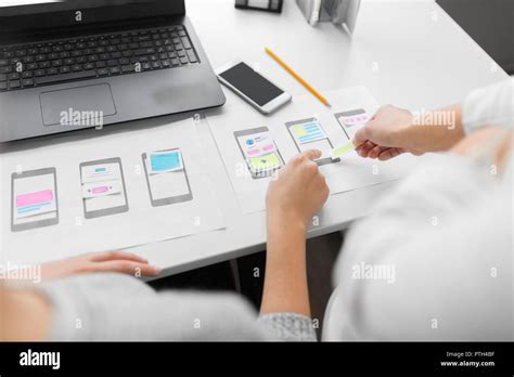 Web Designers Creating User Interface Layout Stock Photo Alamy