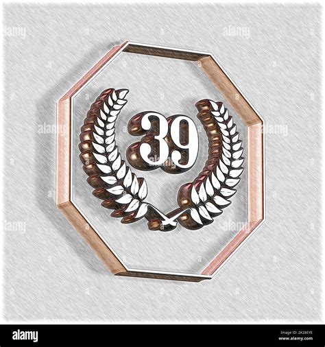 Number 39 With Laurel Wreath Or Honor Wreath As A 3D Illustration 3D