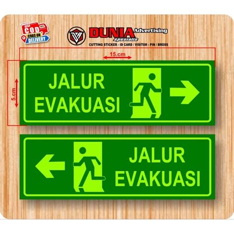 Jual STICKER JALUR EVAKUASI UKURAN 15cm X 5cm BAHAN STICKER VINYL