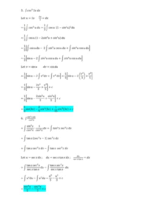 Solution Calculus 2 Exercise Using U Substitution With Detailed