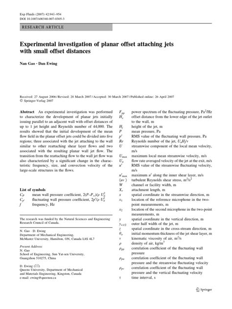 Gao Ewing 2007 Experimental Investigation Of Planar Offset