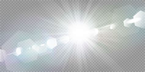 추상 투명 햇빛 특수 렌즈 플레어 효과 모션 블러가 번쩍입니다 격리 된 투명 한 배경입니다 장식 요소 수평 스타 버스트 광선 및 스포트라이트 프리미엄 벡터