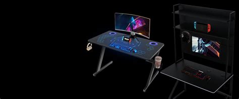 Elecwish Glass Rgb Gaming Desk S 001 Elevate Your Gaming Setup