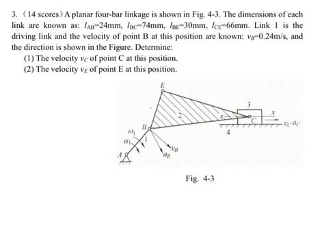 Solved 3 14 Scores A Planar Four Bar Linkage Is Shown In