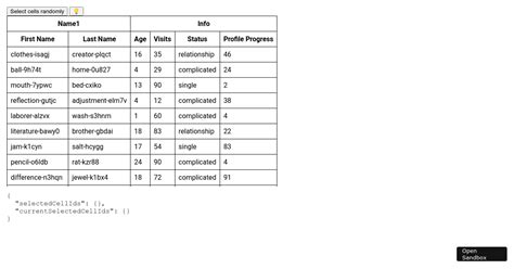 Cell Range Selection Codesandbox