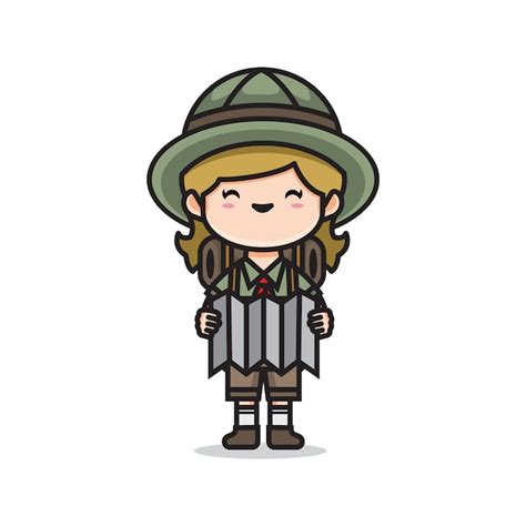 귀여운 걸스카우트 프리미엄 벡터