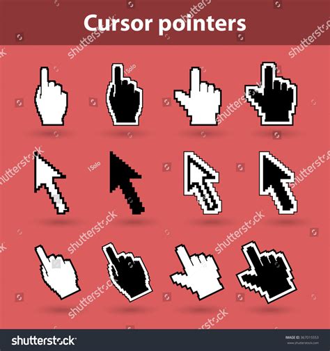 Cursor Pointers Mouse Arrow Pixel Hands Stock Vector Royalty Free Shutterstock