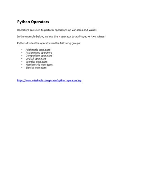 Python Operators Pdf