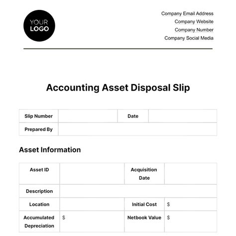 Accounting Asset Disposal Slip Template Edit Online And Download