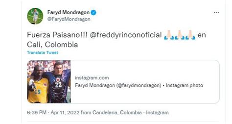 국가 대표팀 선수 코치 및 축구 인물들이 프레디 린콘에게 격려의 메시지를 보냅니다 Infobae