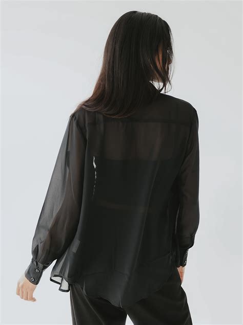 Sheer Long Sleeve Button Up Klassy Network