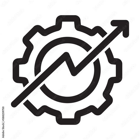 Productivity Icon Cogwheel With Arrow Sign Representing Increase In