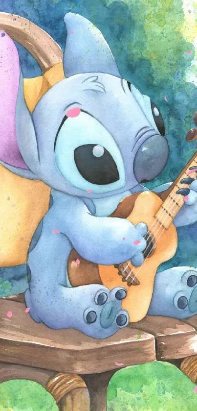 Stitch Playing Guitar Art Free Download