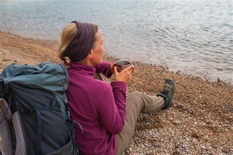 Premium Photo Hiking Tourism Adventure Backpacker Woman Resting After