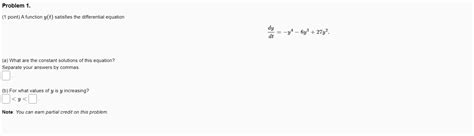 Solved Problem Point A Function Y T Satisfies The Chegg Com