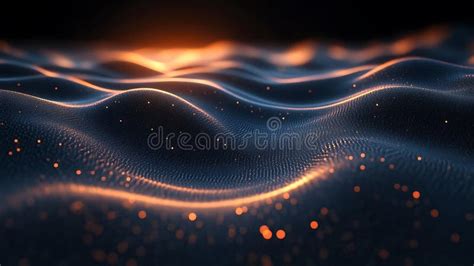 Abstract Dark Wave Digital Landscape With Glowing Particles Stock Illustration Illustration Of