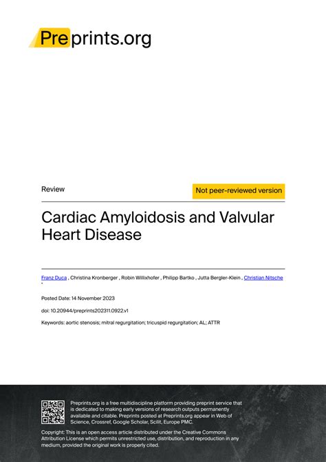 Pdf Cardiac Amyloidosis And Valvular Heart Disease