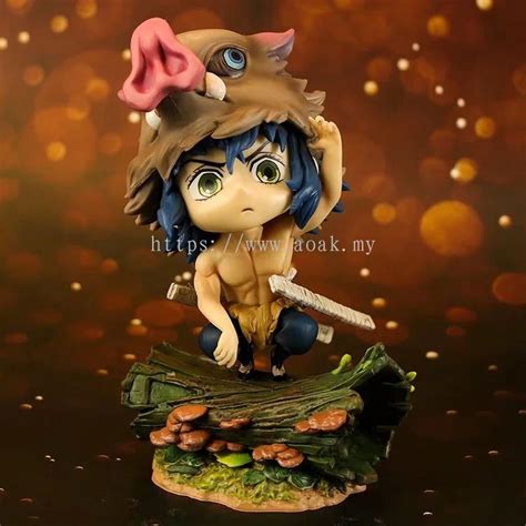 Ready Gk Hashibira Inosuke Q Figure Desktop Decoration Demon Slayer Toys 鬼灭之刃 猪头 嘴平伊之助 场景 Q版公仔