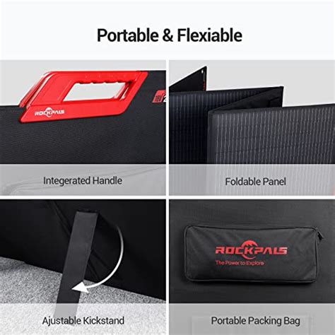ROCKPALS 200W Portable Solar Panels With Kickstand Foldable Solar