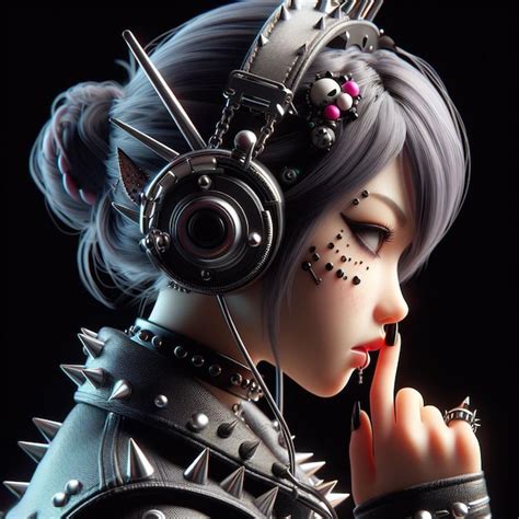 하이퍼 리얼리즘 ⁇ 터 아트 아시아 행운의 학생 음악 ⁇ 크 소녀 백색 배경에 고립 여전히 프리미엄 Psd 파일