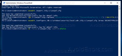 Remove Password Complexity Windows Server 2016 AvoidErrors