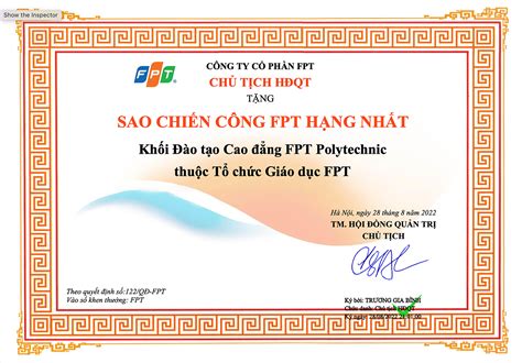 Khối Đào Tạo Cao đẳng Fpt Polytechnic được Trao Sao Chiến Công Fpt Hạng