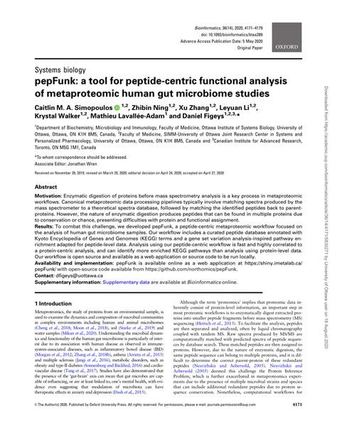 Pdf Pepfunk A Tool For Peptide Centric Functional Analysis Of Metaproteomic Human Gut