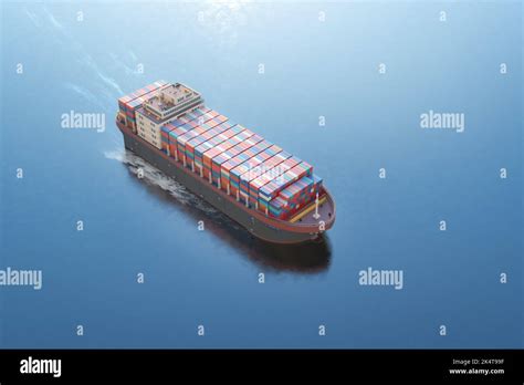 D Rendering Cargo Ship Or Vessel With Containers In Ocean Stock Photo Alamy