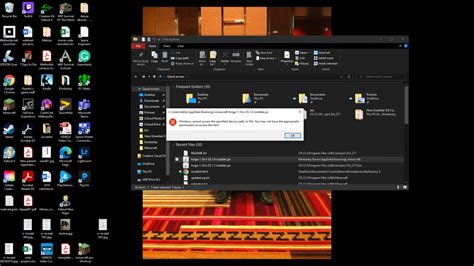 forge installer file will not load says i don t have permission