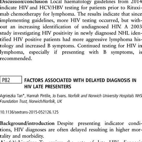 Hiv Testing In Lymphoma Download Table