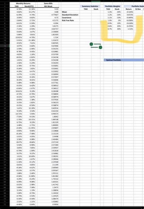 Solved How To Calculate The Portfolio Weights And The Return