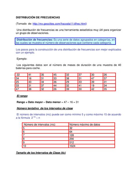 Distribución de frecuencias Apuntes de Economía Docsity