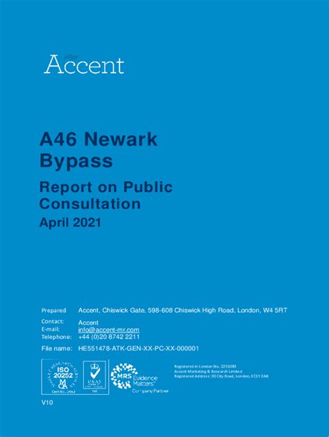 Fillable Online A46 Newark Bypass Options Consultation National Highways Fax Email Print