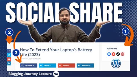 How To Add Social Share Buttons On Wordpress Lec 96 Youtube