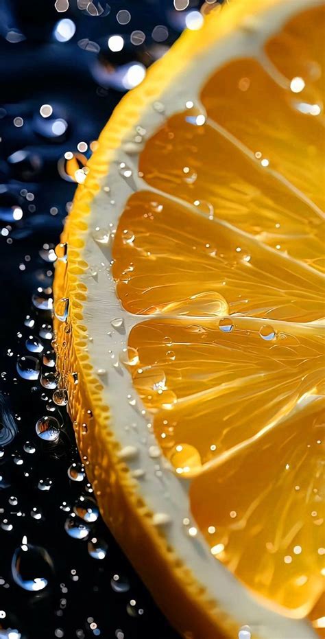 An Orange Slice With Water Droplets On It